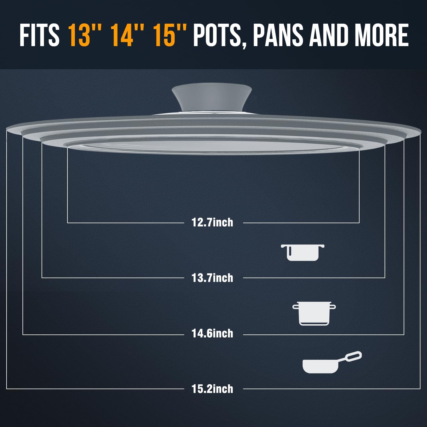 AUCT 11750 – Walfos Universal Lid for 13″, 14″ and 15″ Diameter | Savannah Liquidation