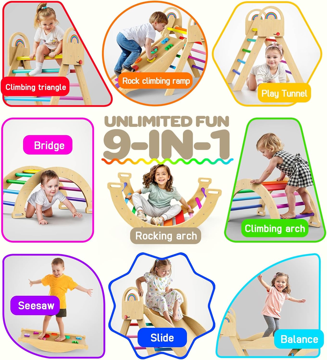 AUCT 12124 – $140 Pikler Triangle Set, 9-in-1 Foldable Wooden C | Savannah Liquidation