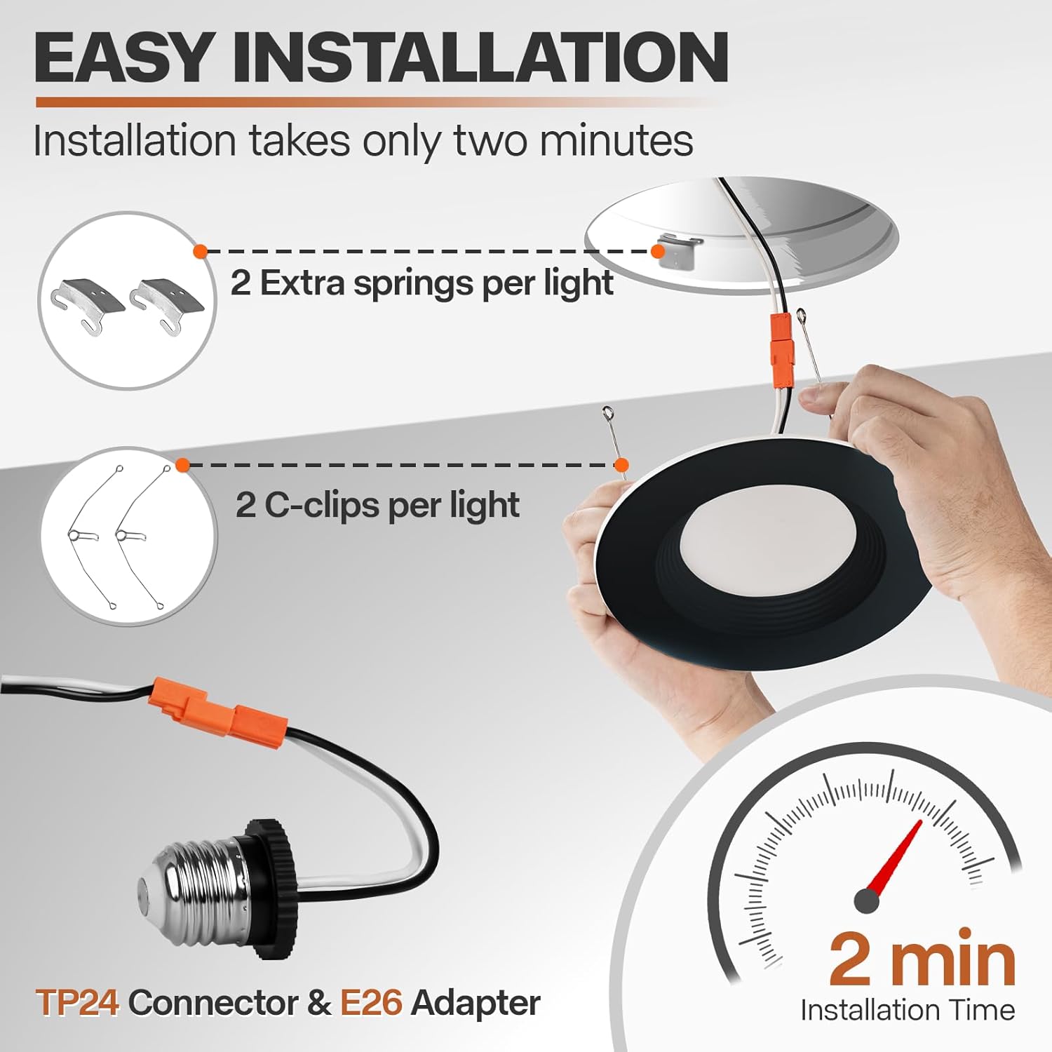 AUCT 15907 – $170 24 Pack Black 5/6 Inch LED Can Lights with Ni ...