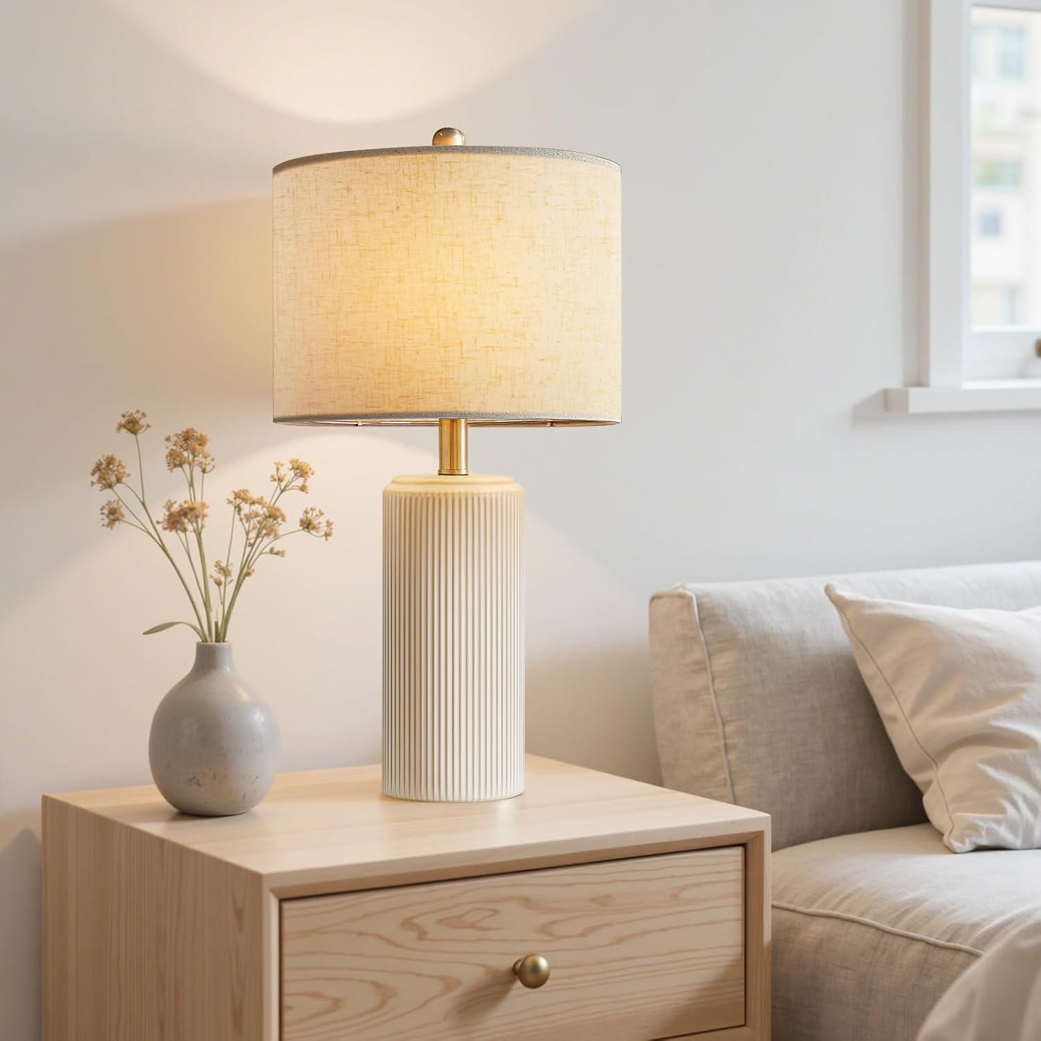 AUCT 15542B – $70 23″ Ceramic Table Lamp Set of 2, 3-Level Dimma ...