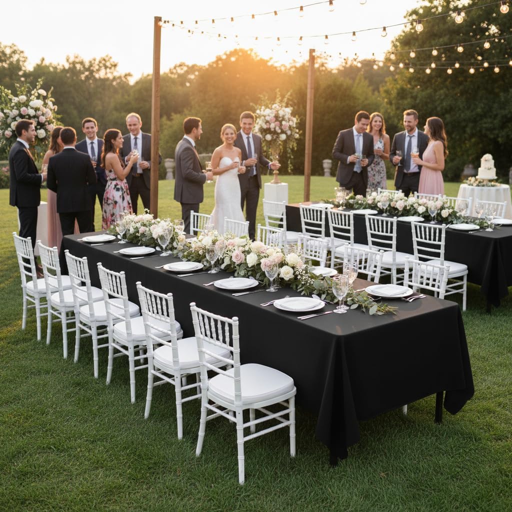 AUCT 15889 – sancua Black Tablecloths for 6 Foot Rectangle Tabl ...