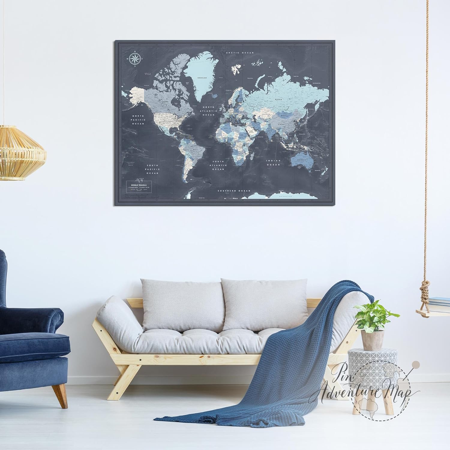 AUCT 1109 – $60 World Map Poster with Pins for Travel Tracking ...