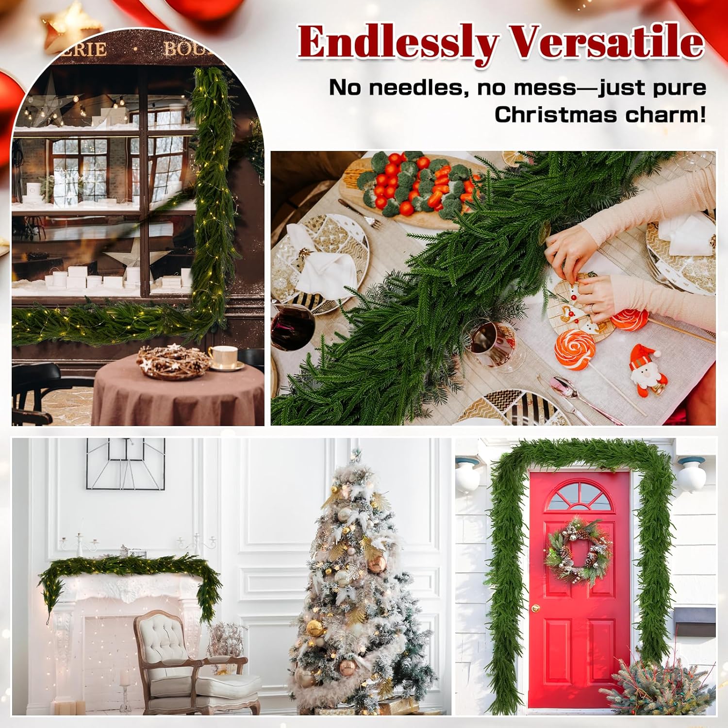 AUCT 1117 – 2-Pack 6FT Artificial Norfolk Pine Garlands, Hyper ...