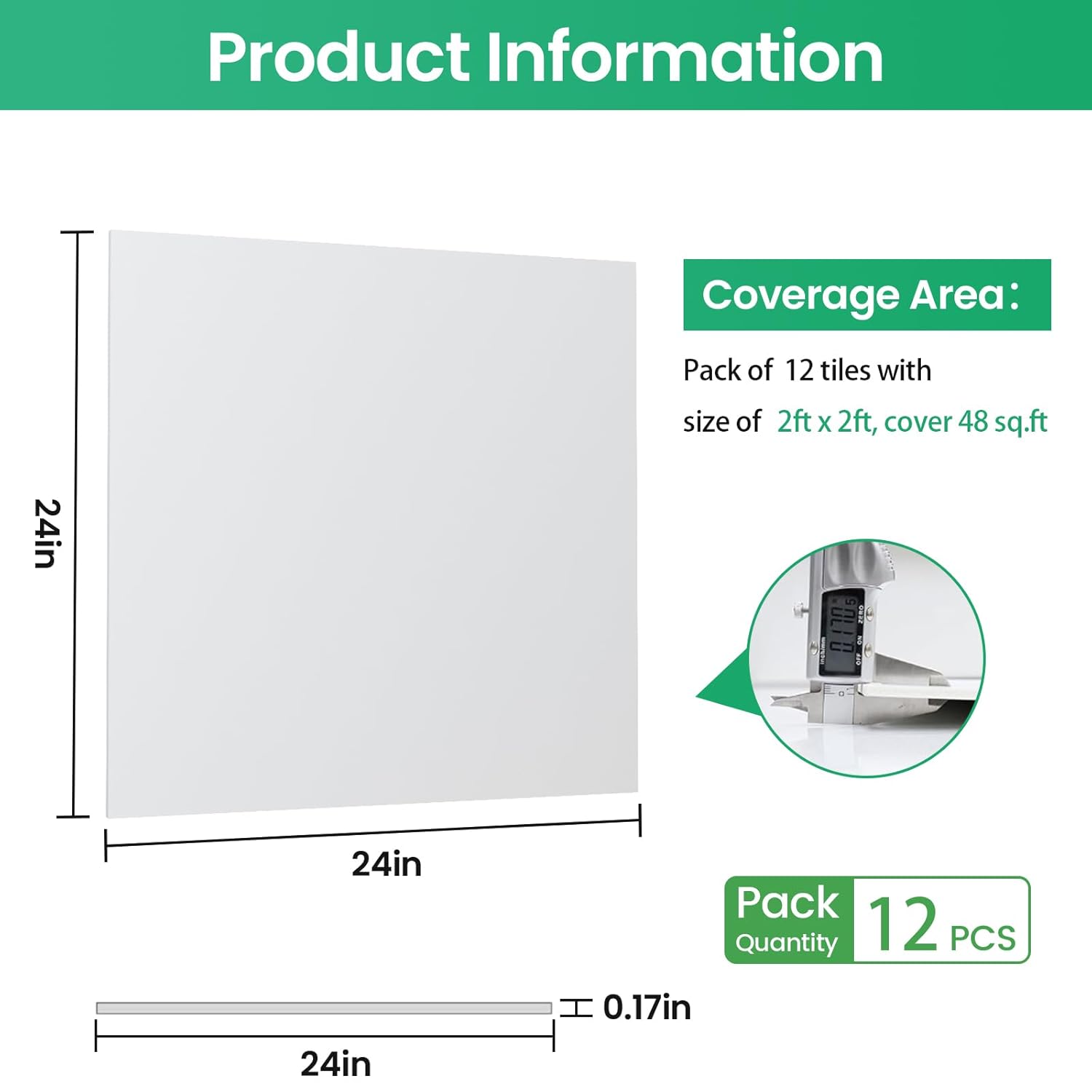 AUCT 1950 – $70 LooYee 2x2FT White Ceiling Tiles, 24×24 Inch 1 ...