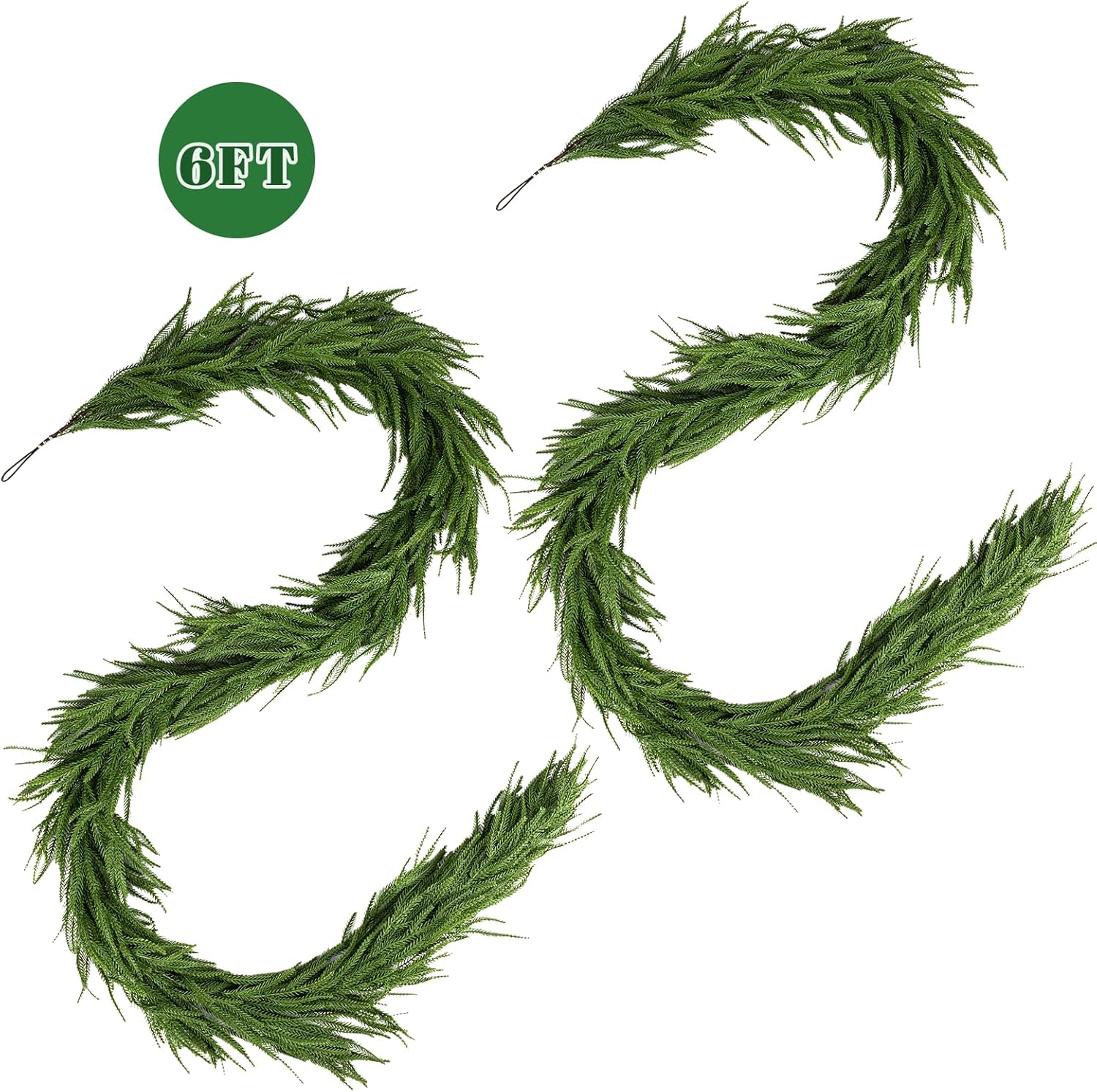 AUCT 1117 – 2-Pack 6FT Artificial Norfolk Pine Garlands, Hyper ...