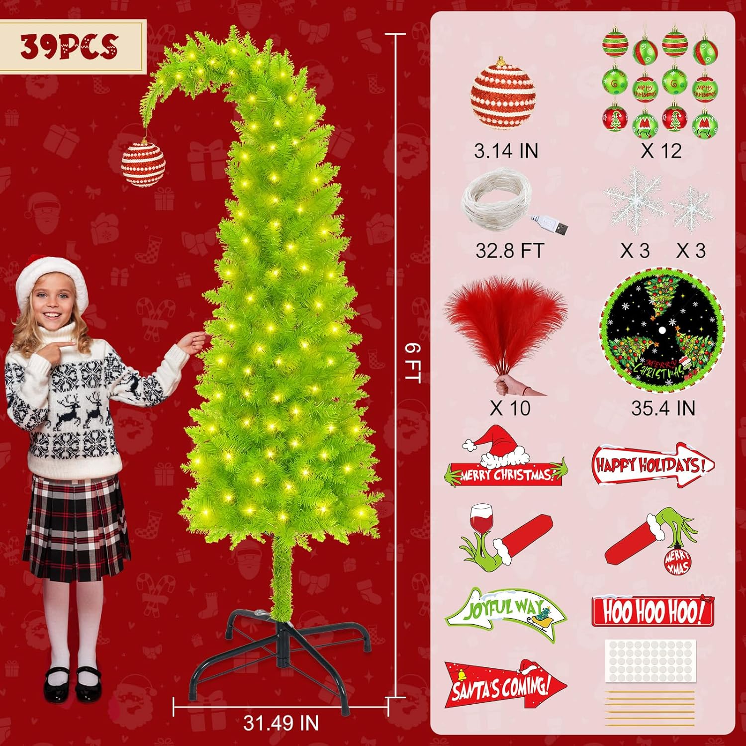 AUCT 722 – $69 Christmas Tree 6ft Artificial Lime Green Tree | Savannah ...