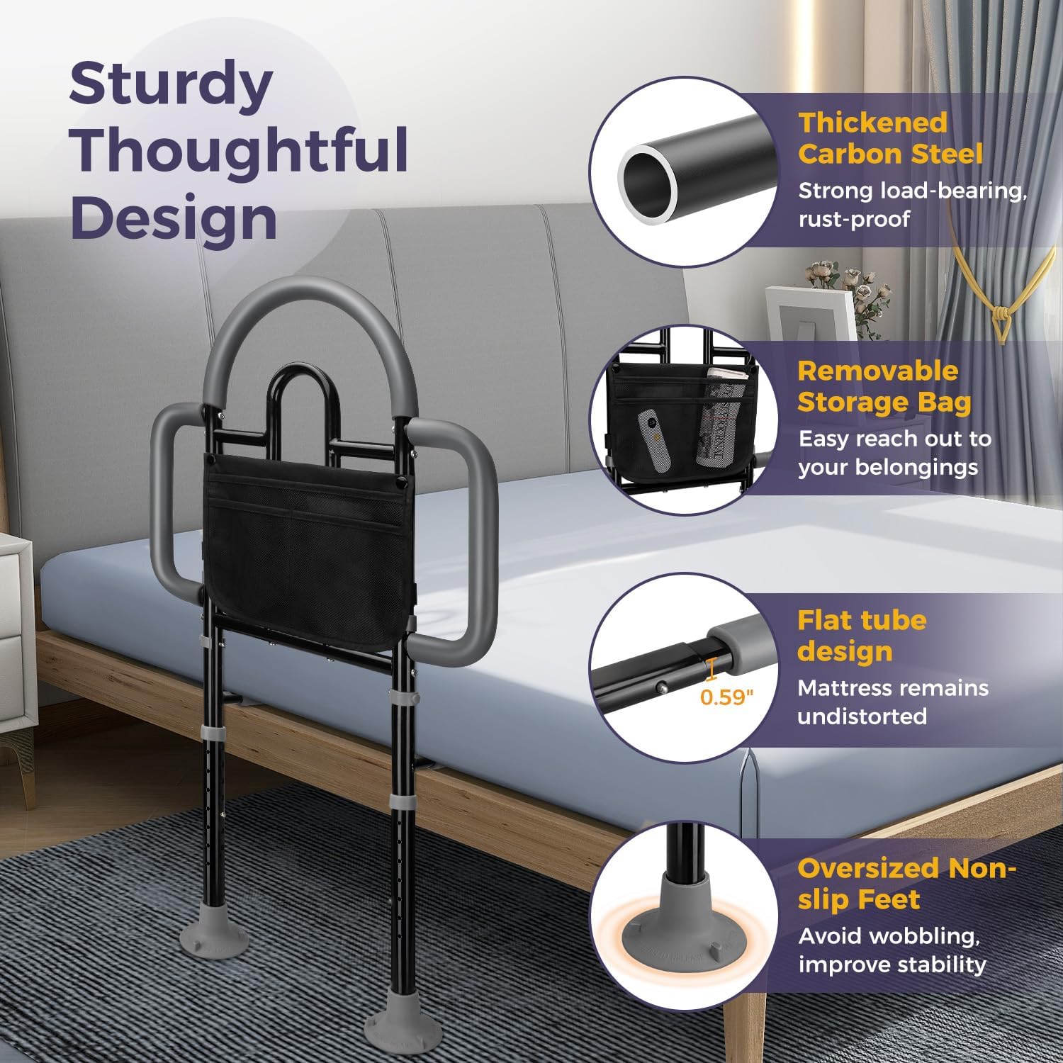 AUCT 13671 – $54 Bed Rails for Elderly Adults Safety, Adjustable Bed ...