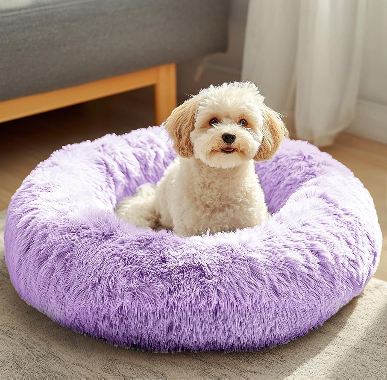 AUCT 13060 – JOLLYVOGUE Dog & Cat Bed, Calming Anti-Anxiety Pet Bed for ...