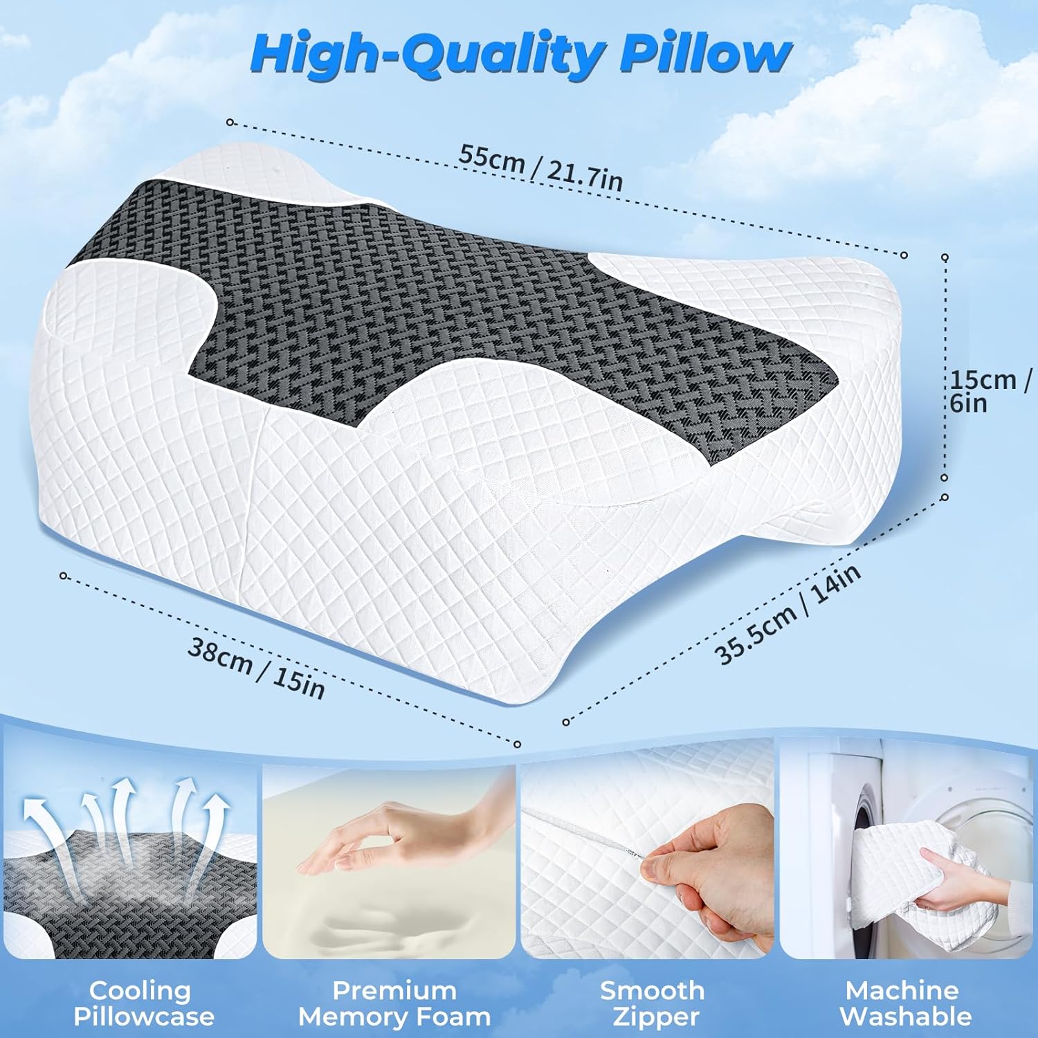 AUCT 13340 – $67 SAHEYER Side Sleeper Pillow with Arm Hole, Upgraded ...