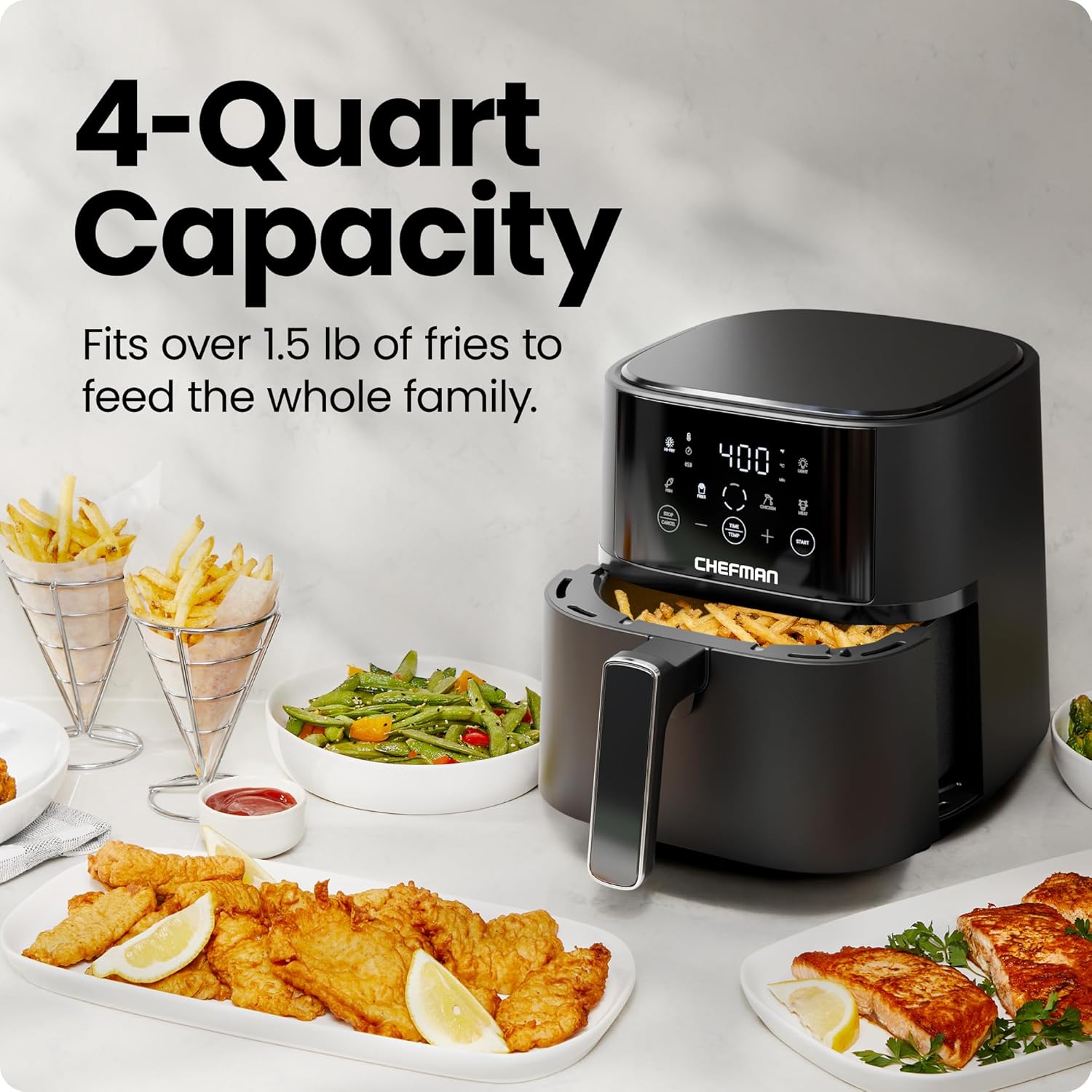 AUCT 13382 – $94 Chefman Air Fryer 4 QT Compact Airfryer for Quick & Ea ...